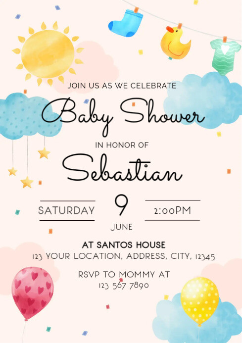Baby Shower Boy Invitation Design Template | PosterMyWall