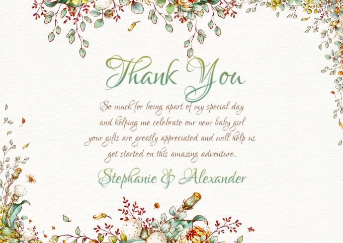Baby Shower or Gender Reveal Thank You Card Template | PosterMyWall