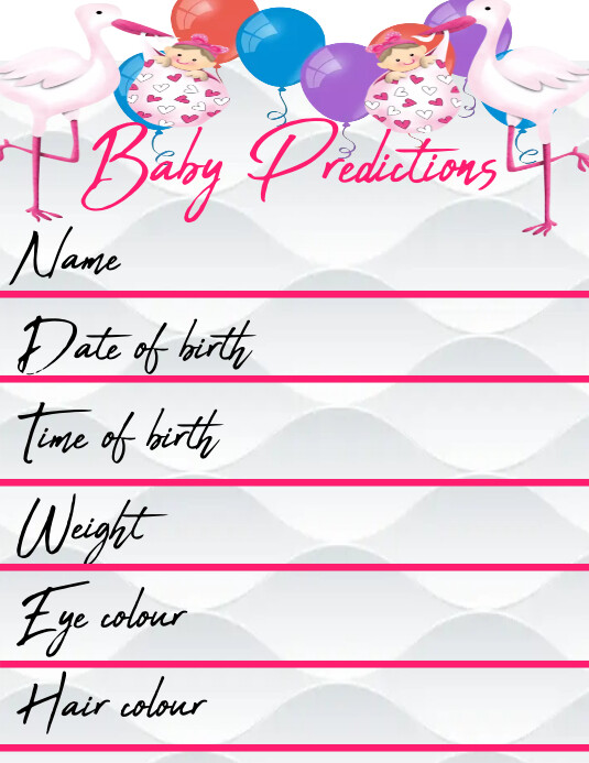 Baby shower prediction sheet Template | PosterMyWall