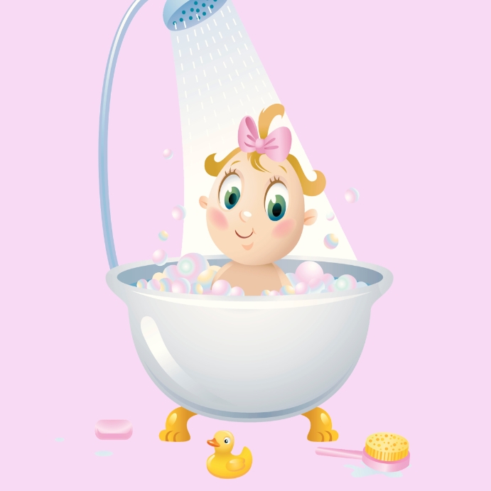 Copy of Baby showering in the bath tub background | PosterMyWall