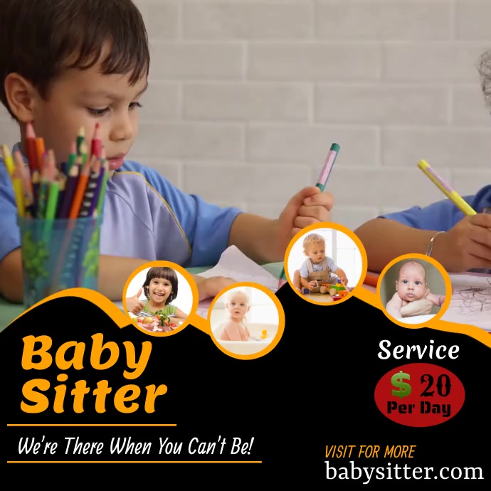 baby sitter Service Video Flyer Template | PosterMyWall