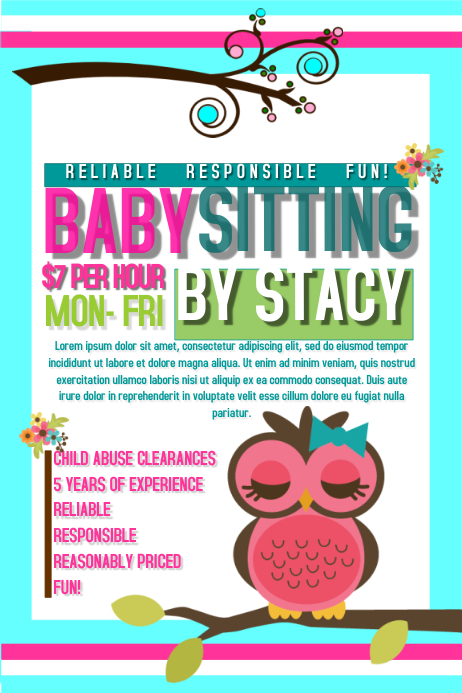 Baby Sitting Template | PosterMyWall