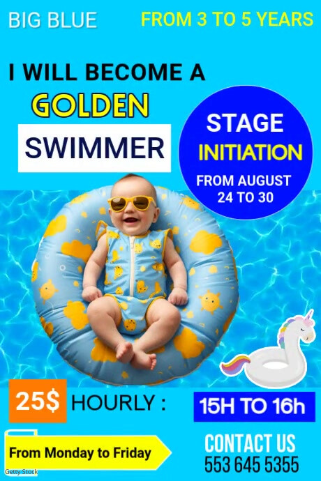 BABY SWIMMING COURSE POSTER Template | PosterMyWall