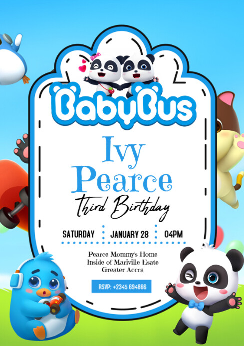 BabyBus Birthday Invitation Template | PosterMyWall