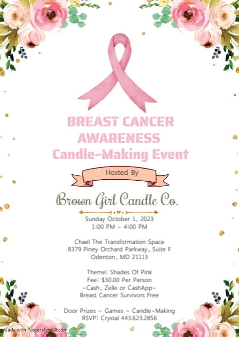 Pink breast cancer awarerness invitation | PosterMyWall