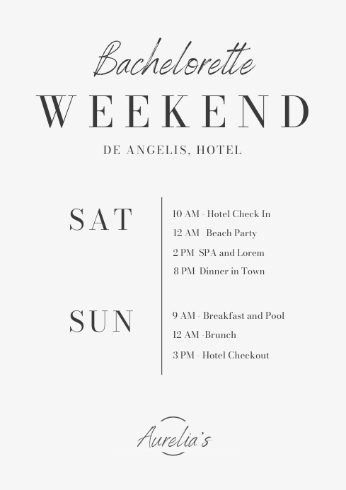 bachelorette weekend program flyer template | PosterMyWall