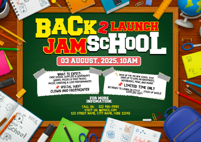 Copy of Back 2 School JAM: Launch, Learn & Celebrate | PosterMyWall