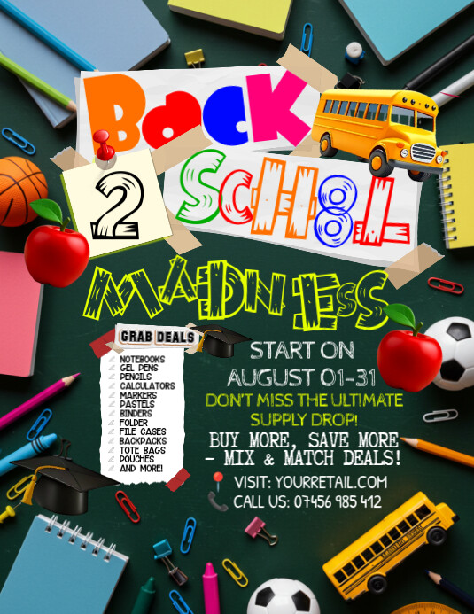 Back 2 School Madness: Ultimate Supply Drop Template | PosterMyWall