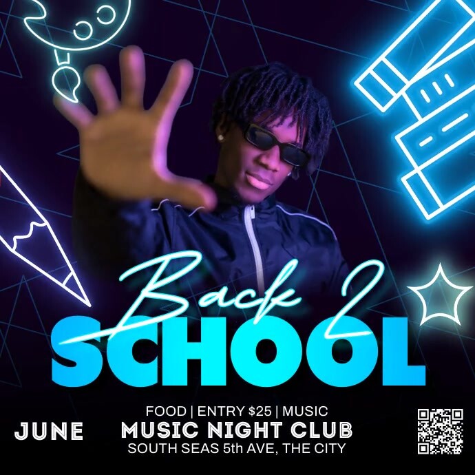 Back 2 School Neon Template | PosterMyWall
