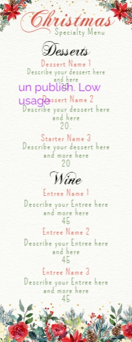 Back Christmas Half Page Letter Menu Template | PosterMyWall