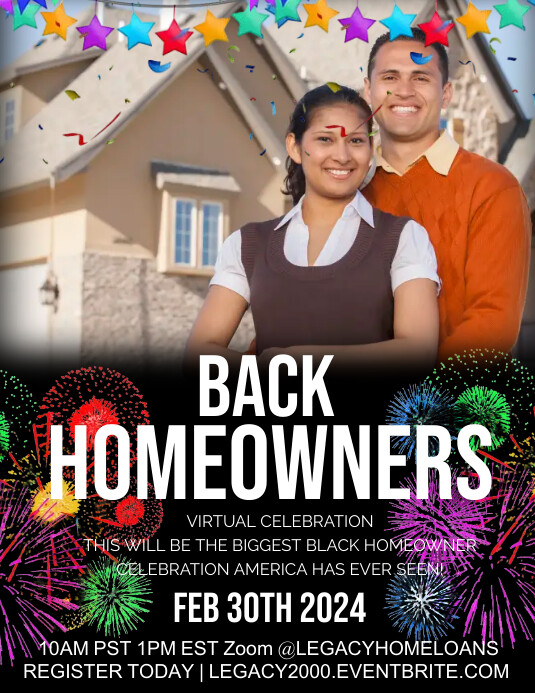 back homeowner celebration Template | PosterMyWall