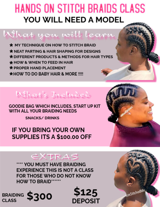 BACK OF BRAIDING FLYER Template | PosterMyWall