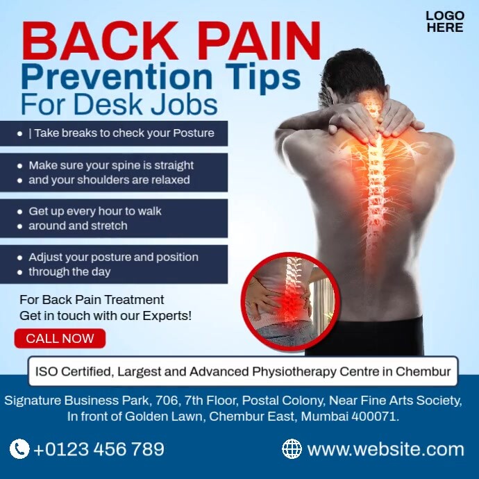 Back Pain Prevention Tips Template | PosterMyWall