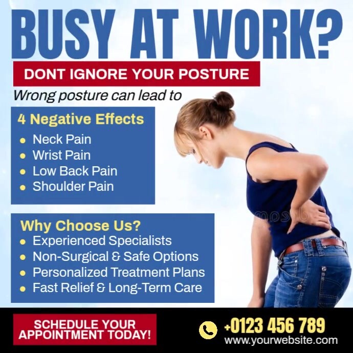 Back Pain Treatment Ads Template | PosterMyWall