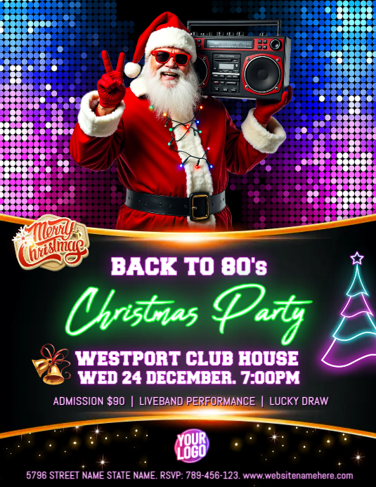 Modèle Back to 80s Christmas Party Flyer | PosterMyWall