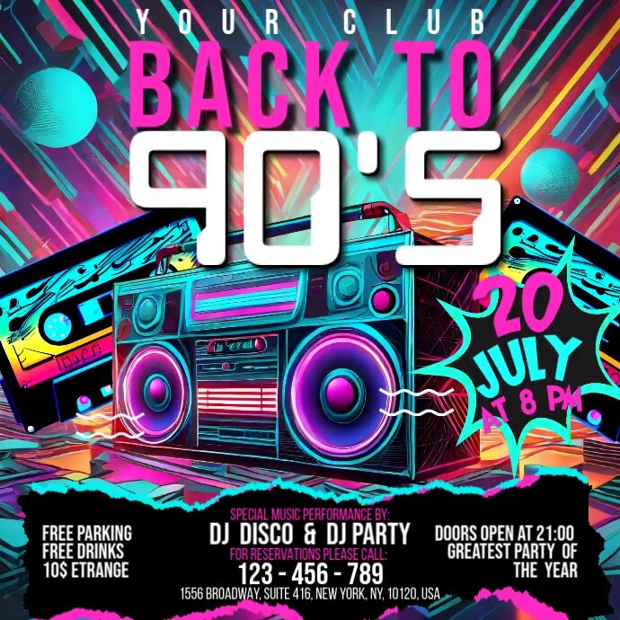 Copy of Back To 90's Disco | PosterMyWall