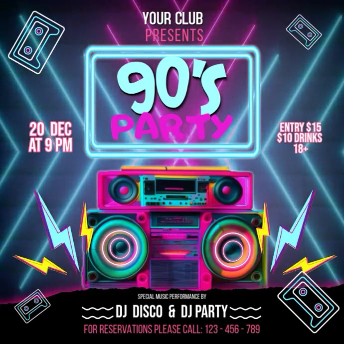 Copy of Back To 90's Disco | PosterMyWall