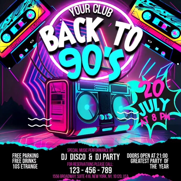 Copy of Back To 90's Disco | PosterMyWall