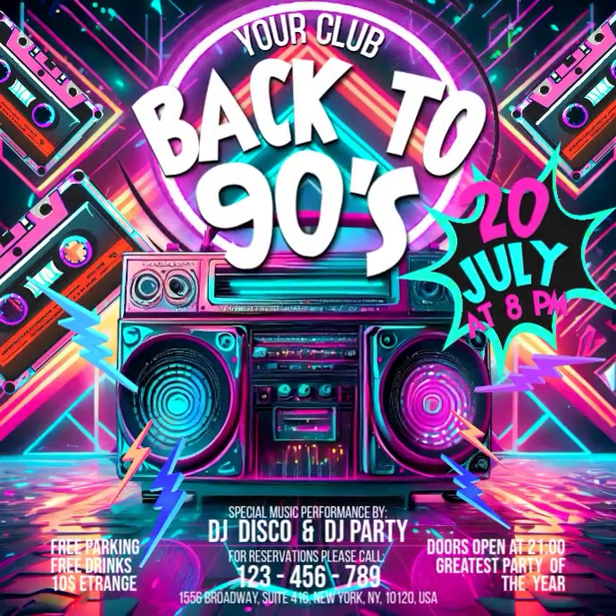 Copy of Back To 90's Disco | PosterMyWall