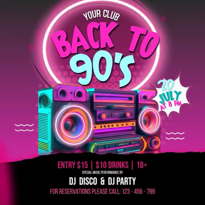 Copy of Back To 90's Disco | PosterMyWall