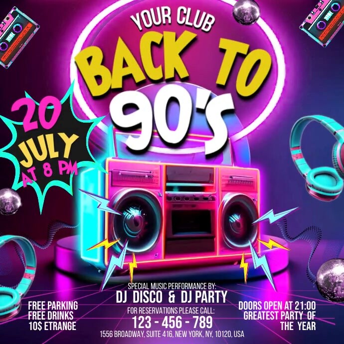 Copy of Back To 90's Disco | PosterMyWall