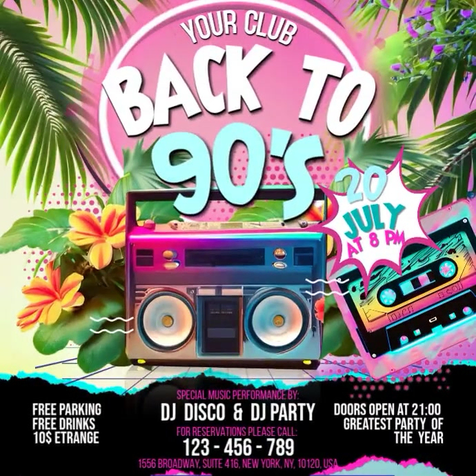 Copy of Back To 90's Disco | PosterMyWall
