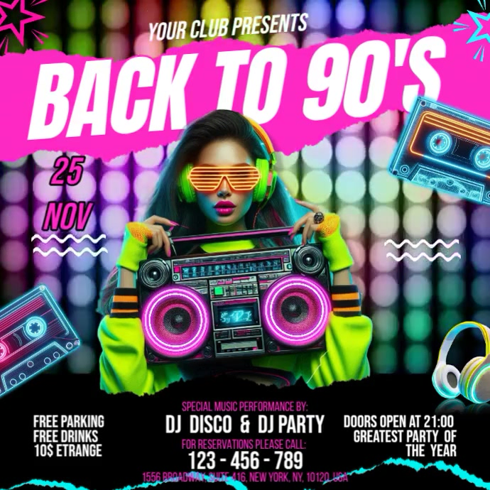 Back To 90's Disco Instagram Post Template | PosterMyWall