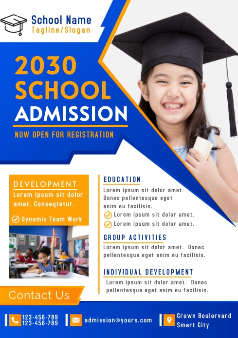 Back to School, School Admission Flyer Template | PosterMyWall