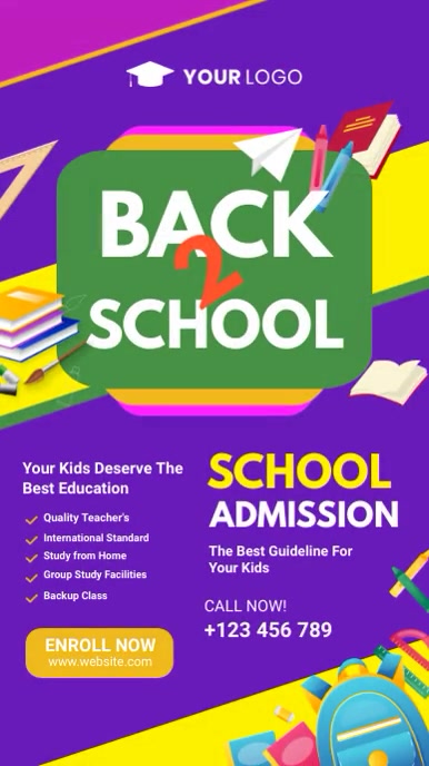 Back to School admission digital display Template | PosterMyWall