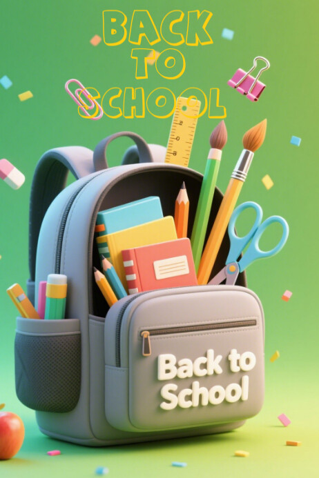 Back to school backpack flyer template design | PosterMyWall