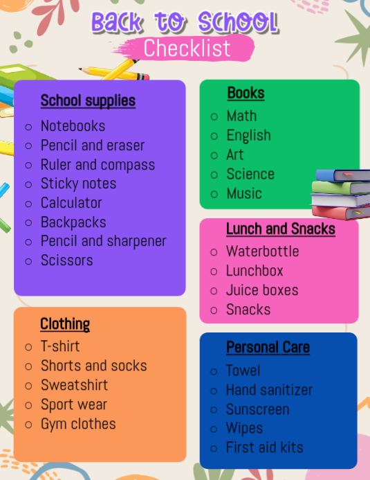 Back to School Checklist template | PosterMyWall