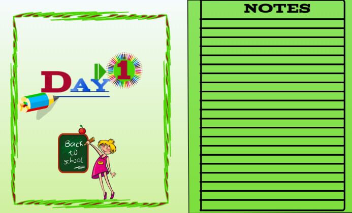 Back to School DAY 1 Page Cover and Notes Template | PosterMyWall