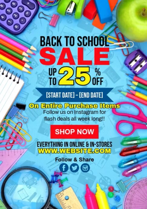 Back To School Discount Sale Template | PosterMyWall