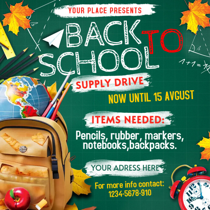 Back To School Drive Template | PosterMyWall