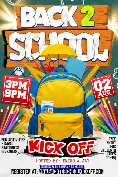 BACK TO SCHOOL KICK PARTY Template | PosterMyWall