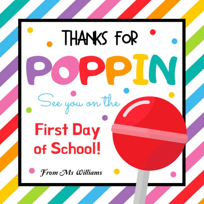 Plantilla de Back to School Lollipop Tag Printable | PosterMyWall
