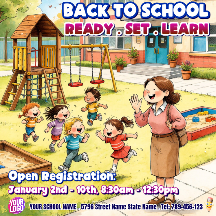 Back to school open registration flyer Template | PosterMyWall