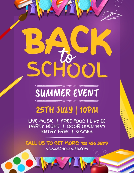 Back to School Party, School Summer Event Template | PosterMyWall