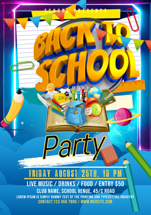 Back to School Party Template | PosterMyWall