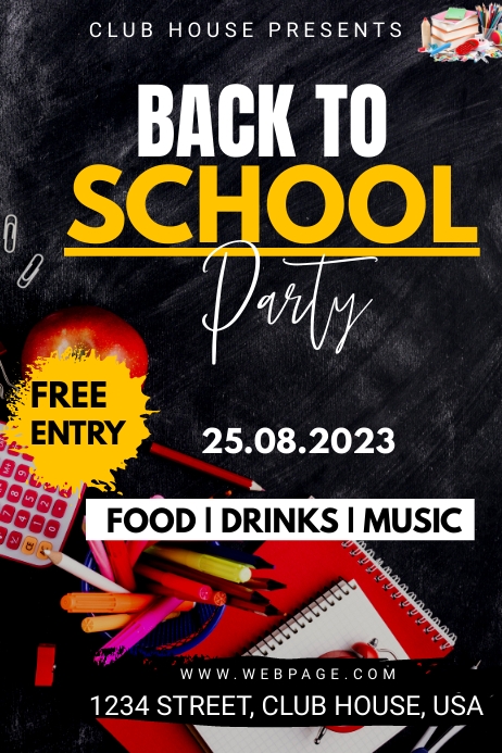 Back to school party Template | PosterMyWall