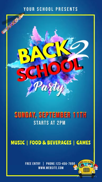 Back to school party digital template | PosterMyWall