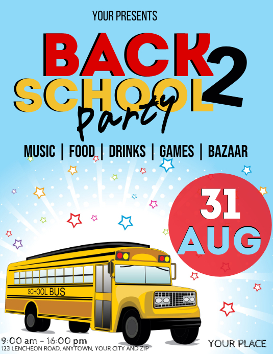 BACK TO SCHOOL PARTY EVENT Design Template | PosterMyWall