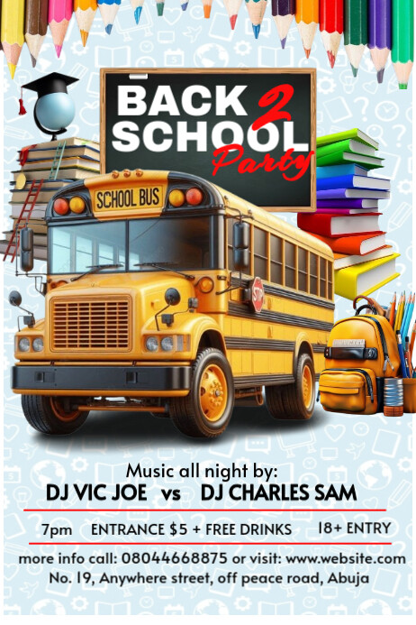 Back to school party flyer template | PosterMyWall
