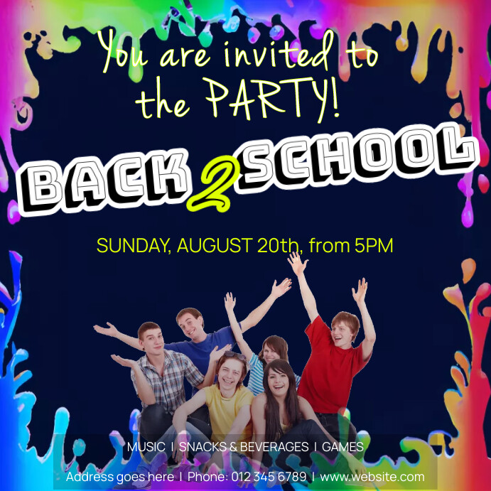 Back to school party invitation Template | PosterMyWall