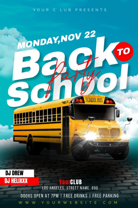 Back to school party poster template | PosterMyWall