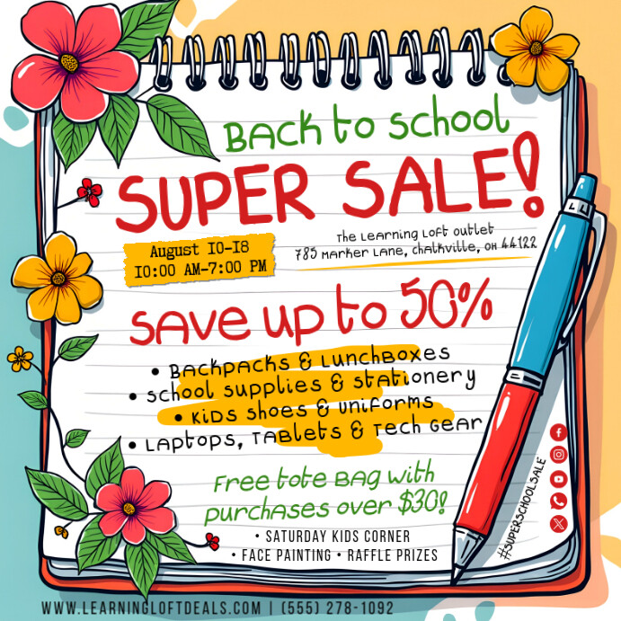 Back to School Sale Banner Template | PosterMyWall