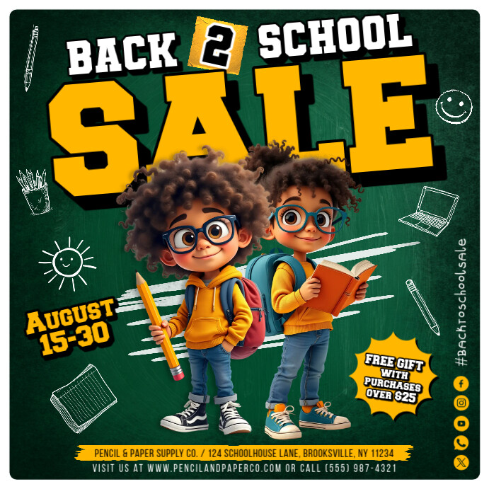Back to School Sale Banner Template | PosterMyWall