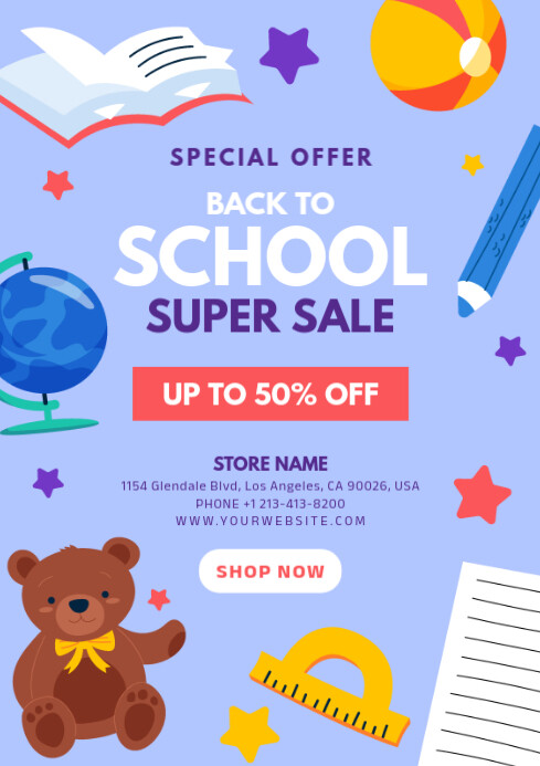 Purple Back To School Sale A4 Template | PosterMyWall