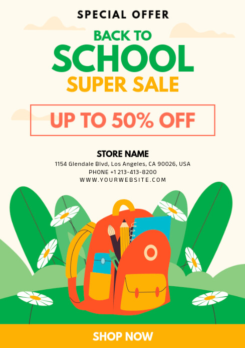 White Back To School Sale A4 Template | PosterMyWall