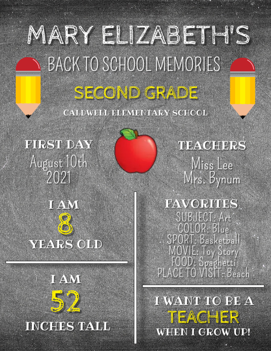 BACK TO SCHOOL SIGN - APPLE & PENCILS Template | PosterMyWall